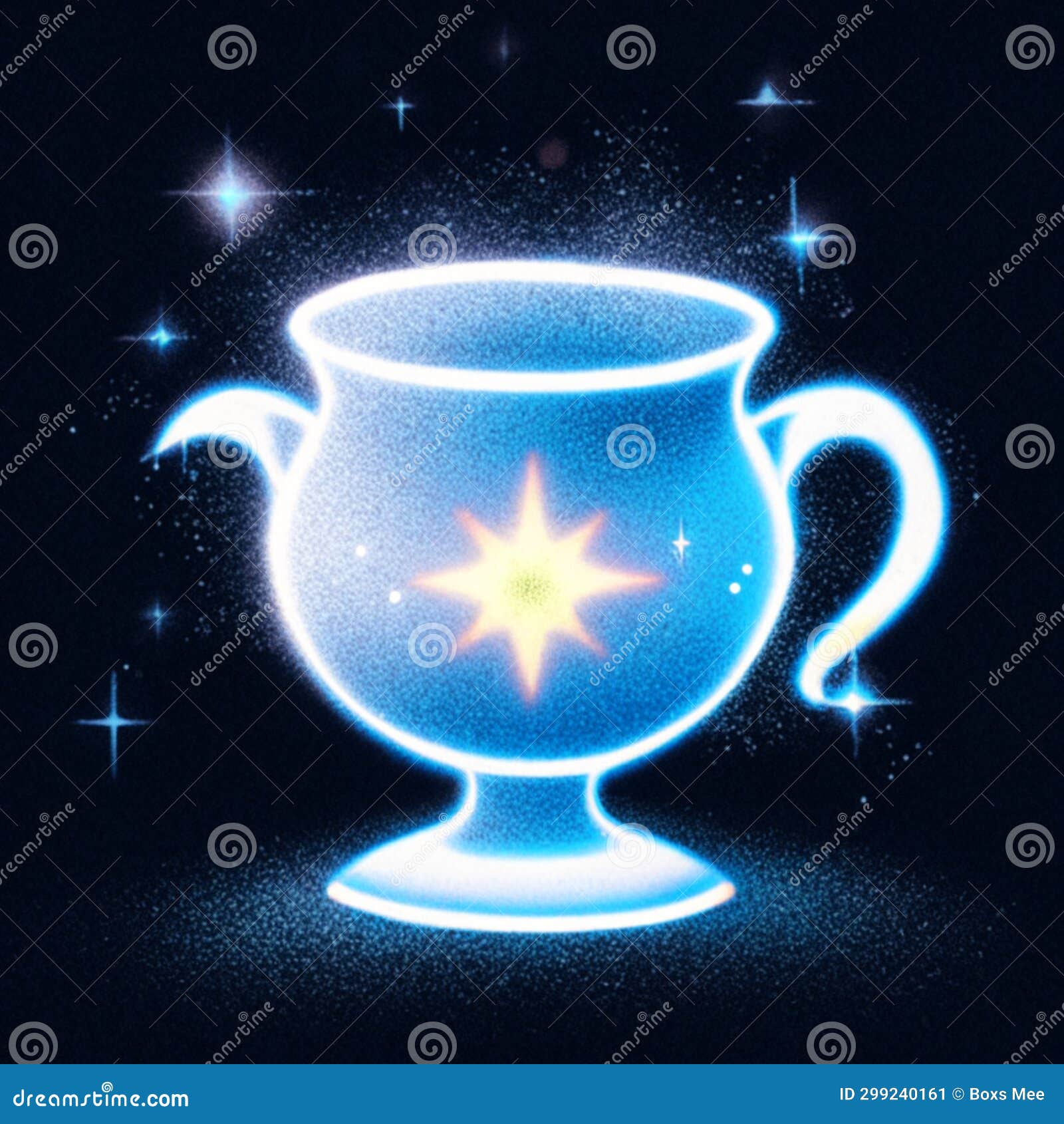 Glowing Magic Cup on a Dark Blue Background. Vector Illustration Stock ...