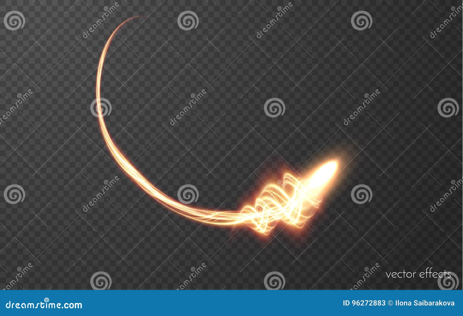 Glowing Magic Fireball with Beautiful Trail Vector Effect. EPS10. Stock ...
