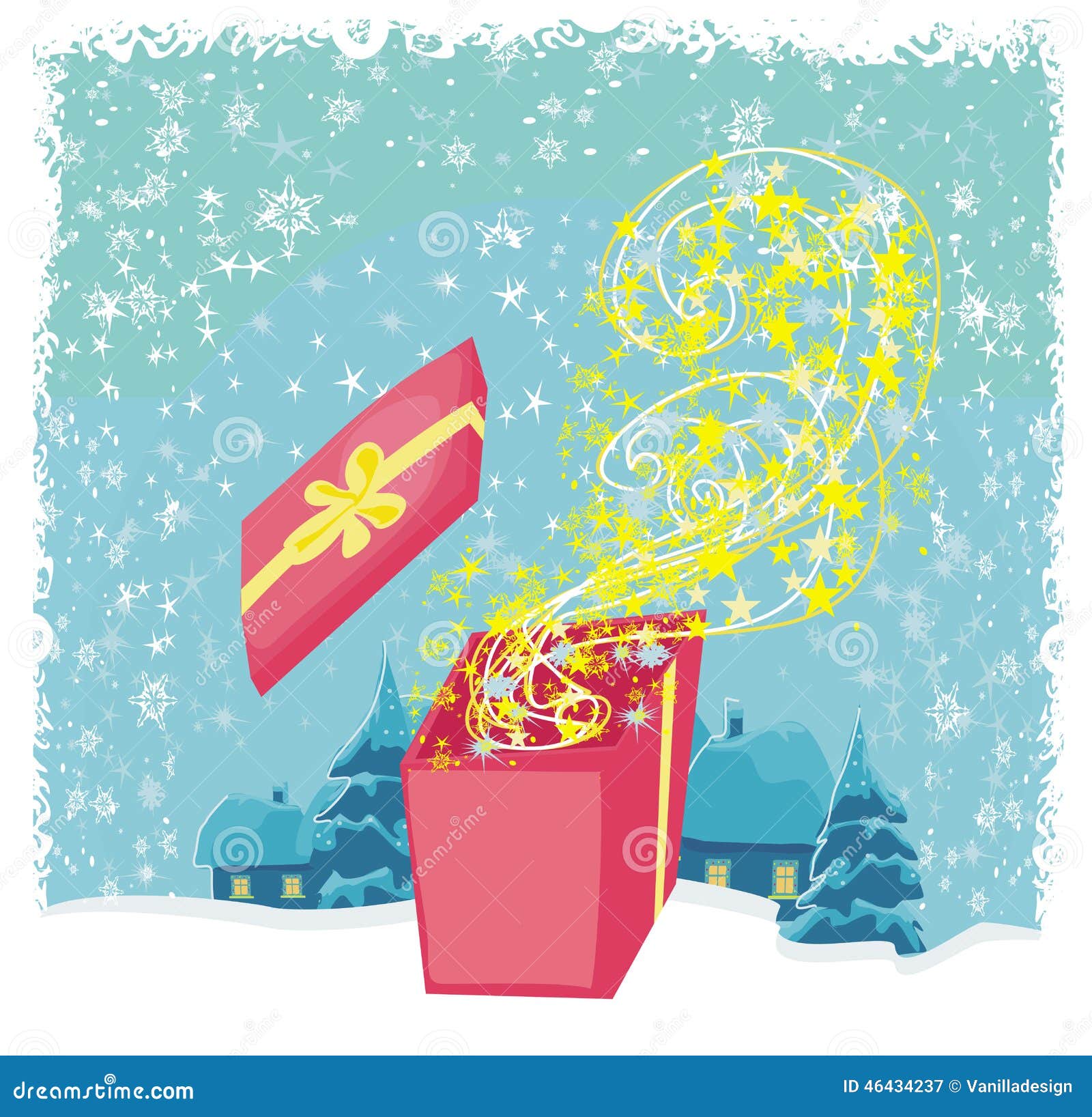 Glowing magic gift box stock vector. Illustration of christmas - 46434237