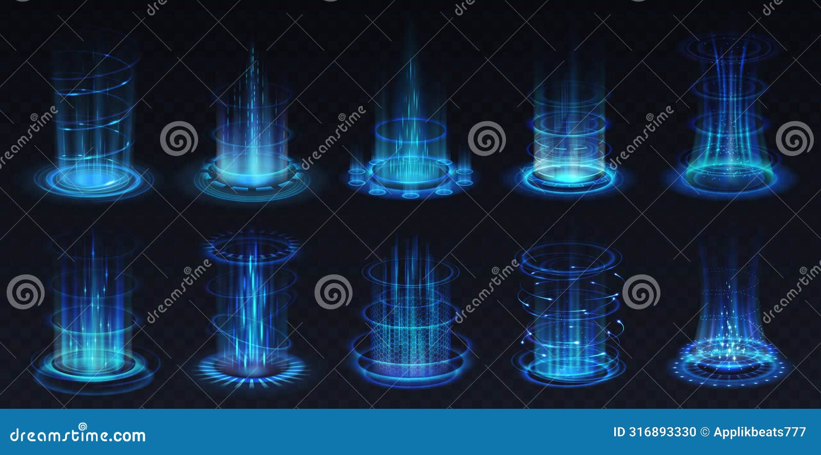 Glowing Magic Portals Realistic Vector Illustration Set Stock Vector ...