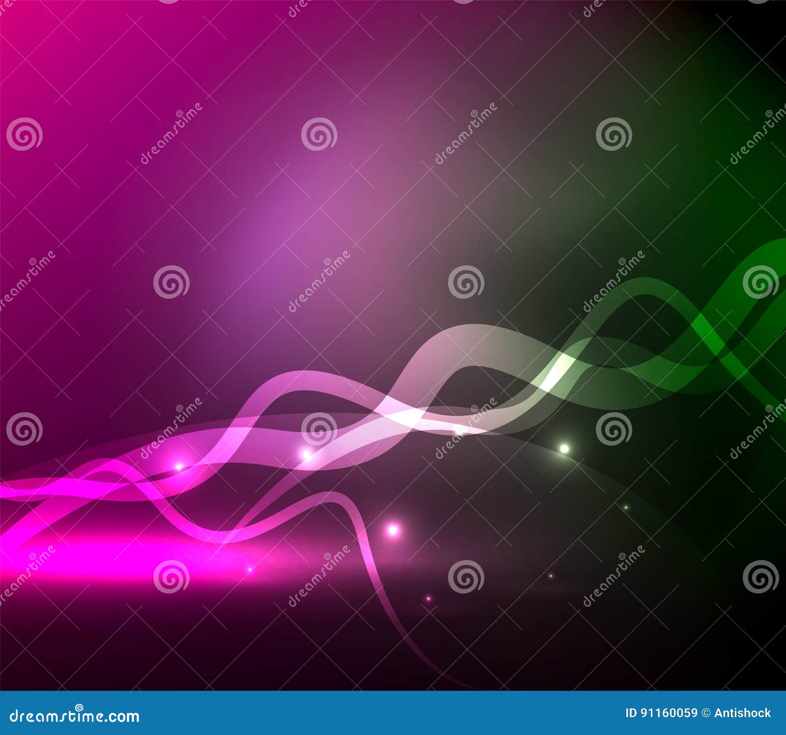 Glowing Magic Wave Line with Light Effects in Darkness Stock Vector ...