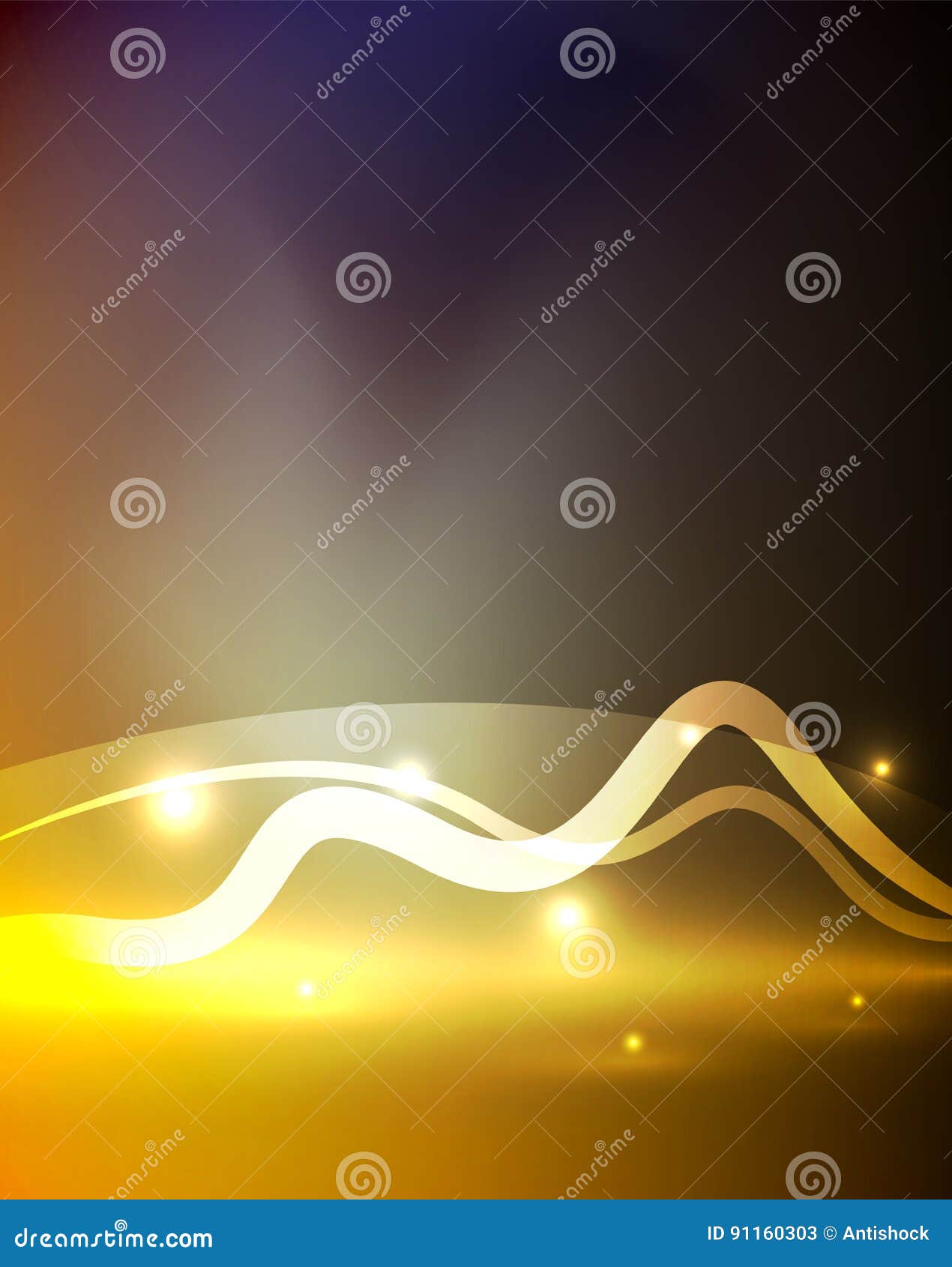 Glowing Magic Wave Line with Light Effects in Darkness Stock Vector ...