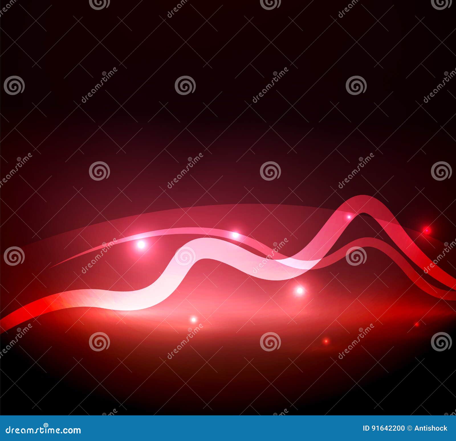 Glowing Magic Wave Line with Light Effects in Darkness Stock Vector ...