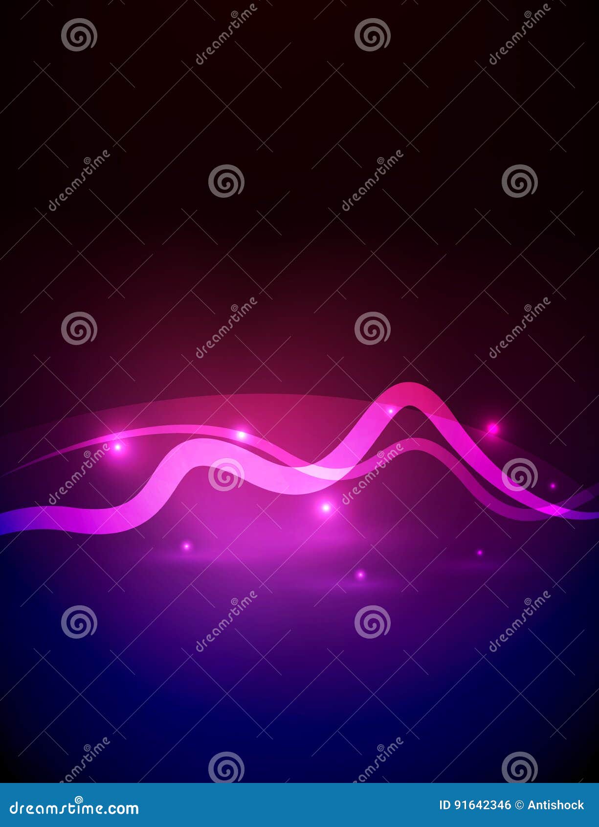 Glowing Magic Wave Line with Light Effects in Darkness Stock Vector ...