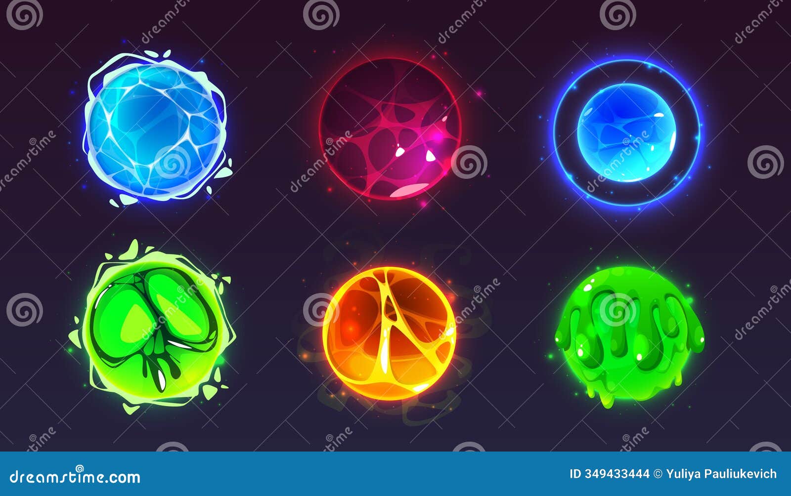 Glowing Magical Orbs for Game Ui Stock Illustration - Illustration of ...