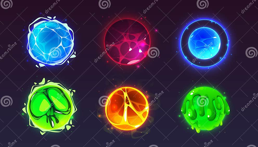 Glowing Magical Orbs for Game Ui Stock Illustration - Illustration of ...