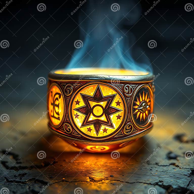 A Glowing Magical Ring with Ancient Symbols Etched into Its Surface ...