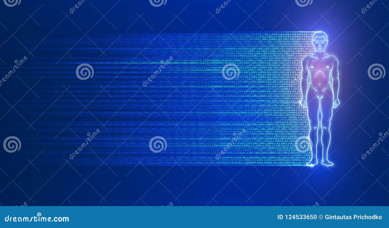 Glowing Man Figure on Dark Blue Background Stock Vector - Illustration ...