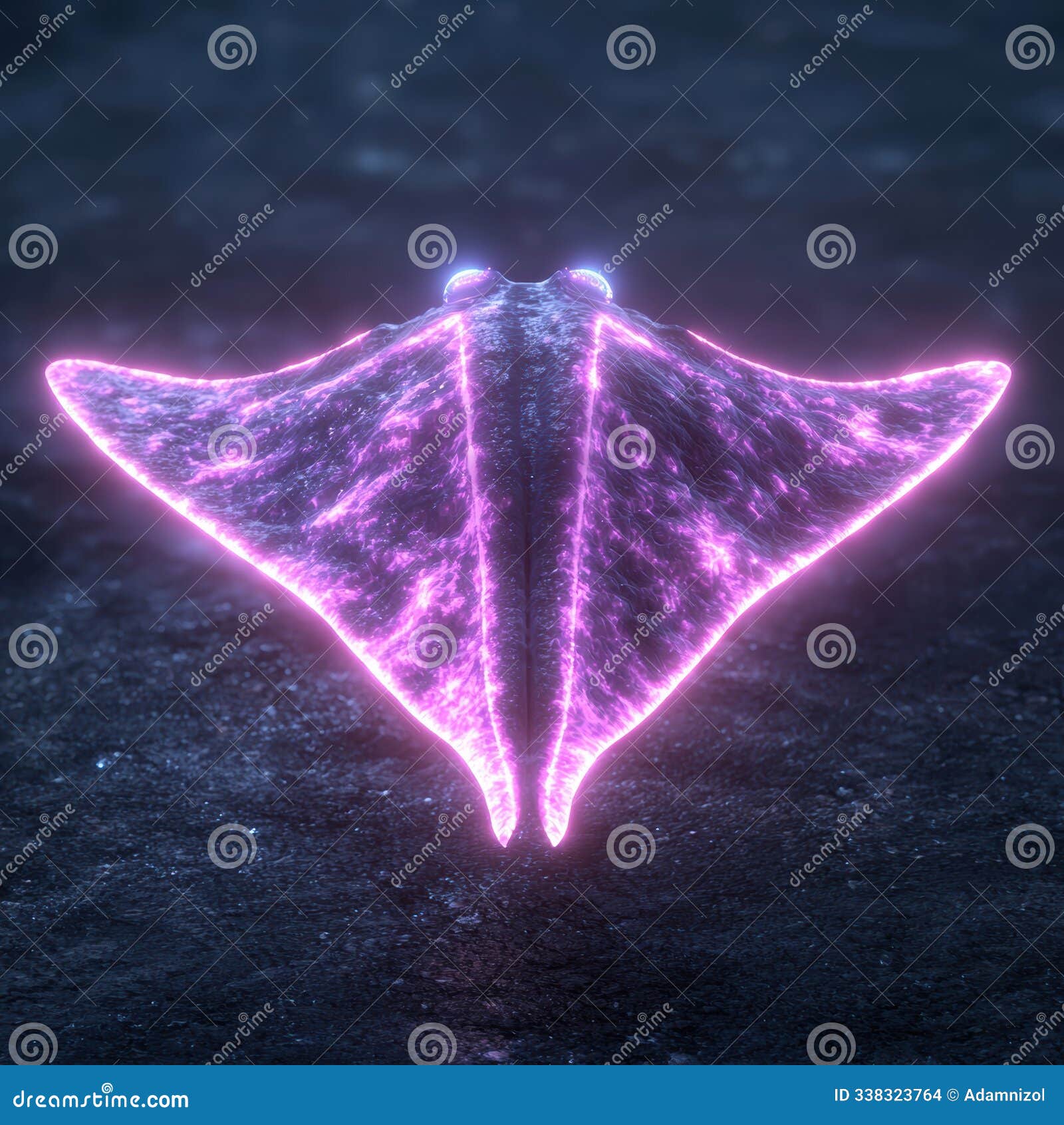 Glowing Manta Ray Underwater Stock Illustration - Illustration of ...