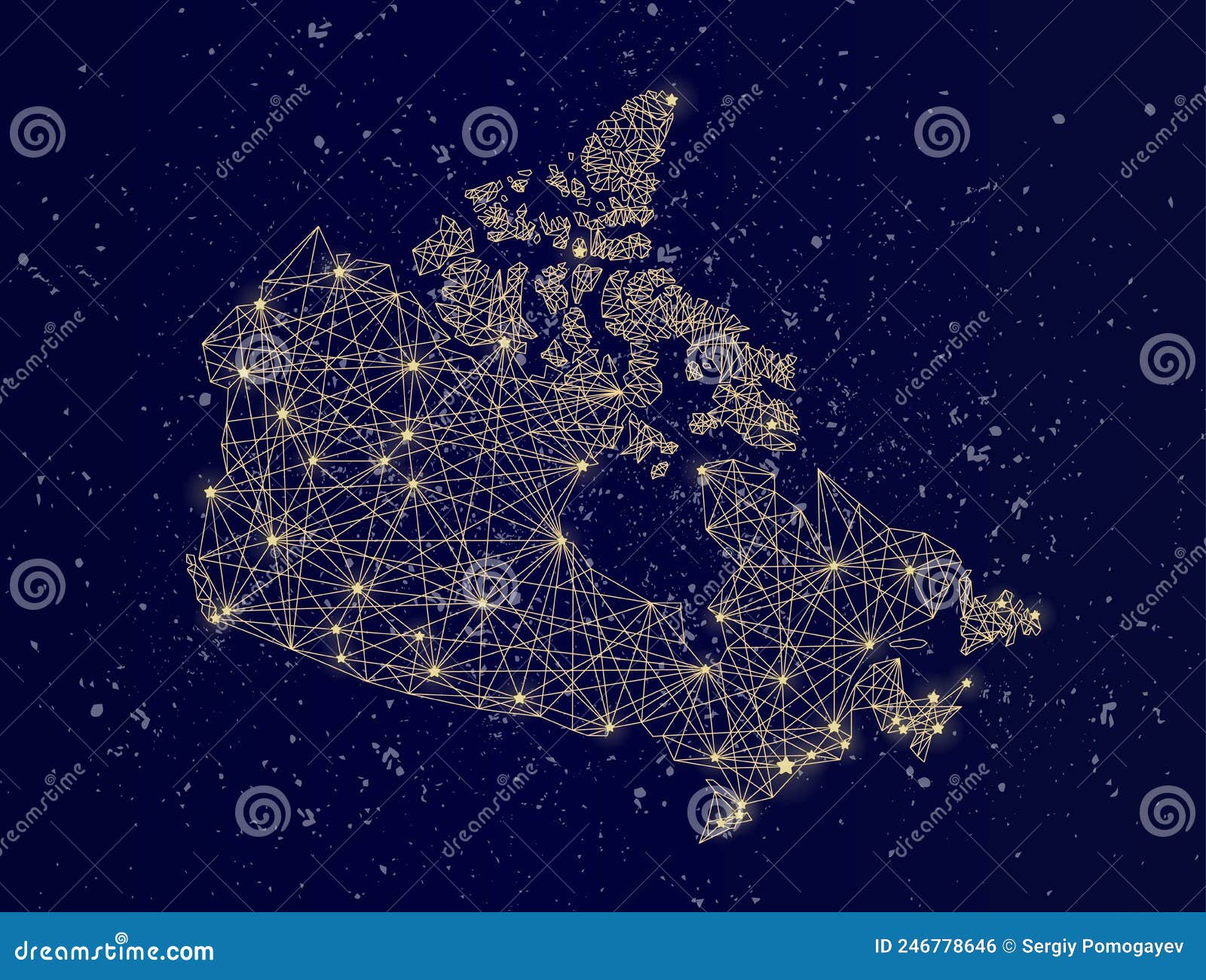 Glowing Map of Canada on the Night Sky Stock Vector - Illustration of ...