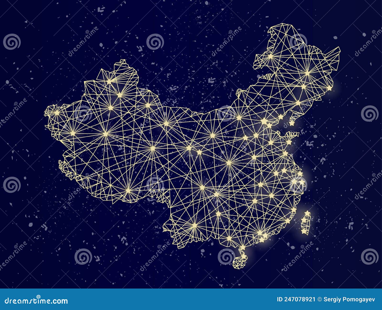 Glowing Map Of China, Modern Blue Outline Map Royalty-Free Stock ...