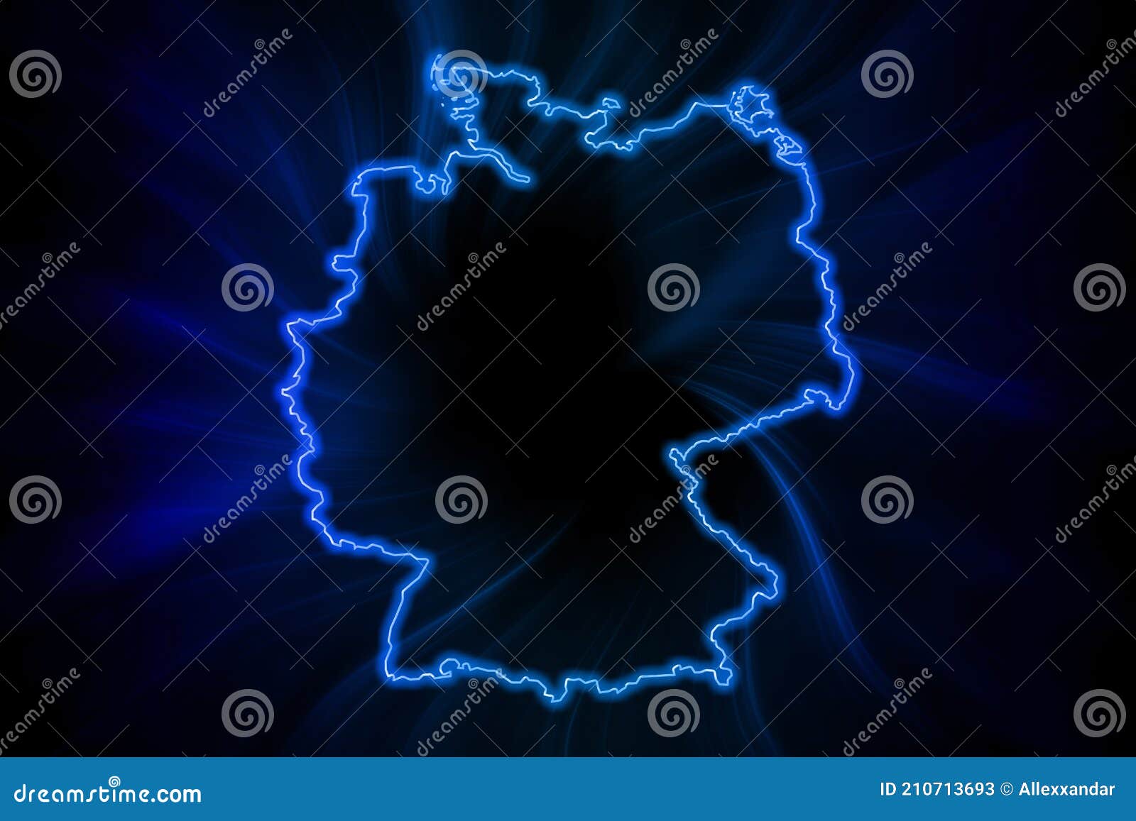 Glowing Map of Germany, Modern Blue Outline Map Stock Image - Image of ...
