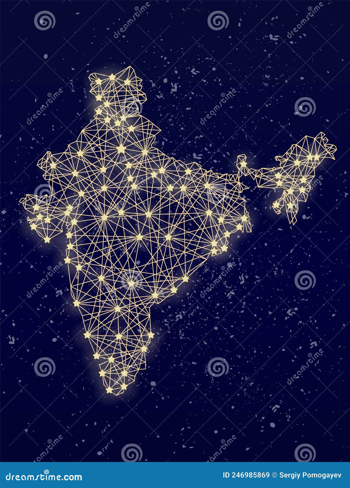 Glowing Map of India on the Night Sky Stock Vector - Illustration of ...