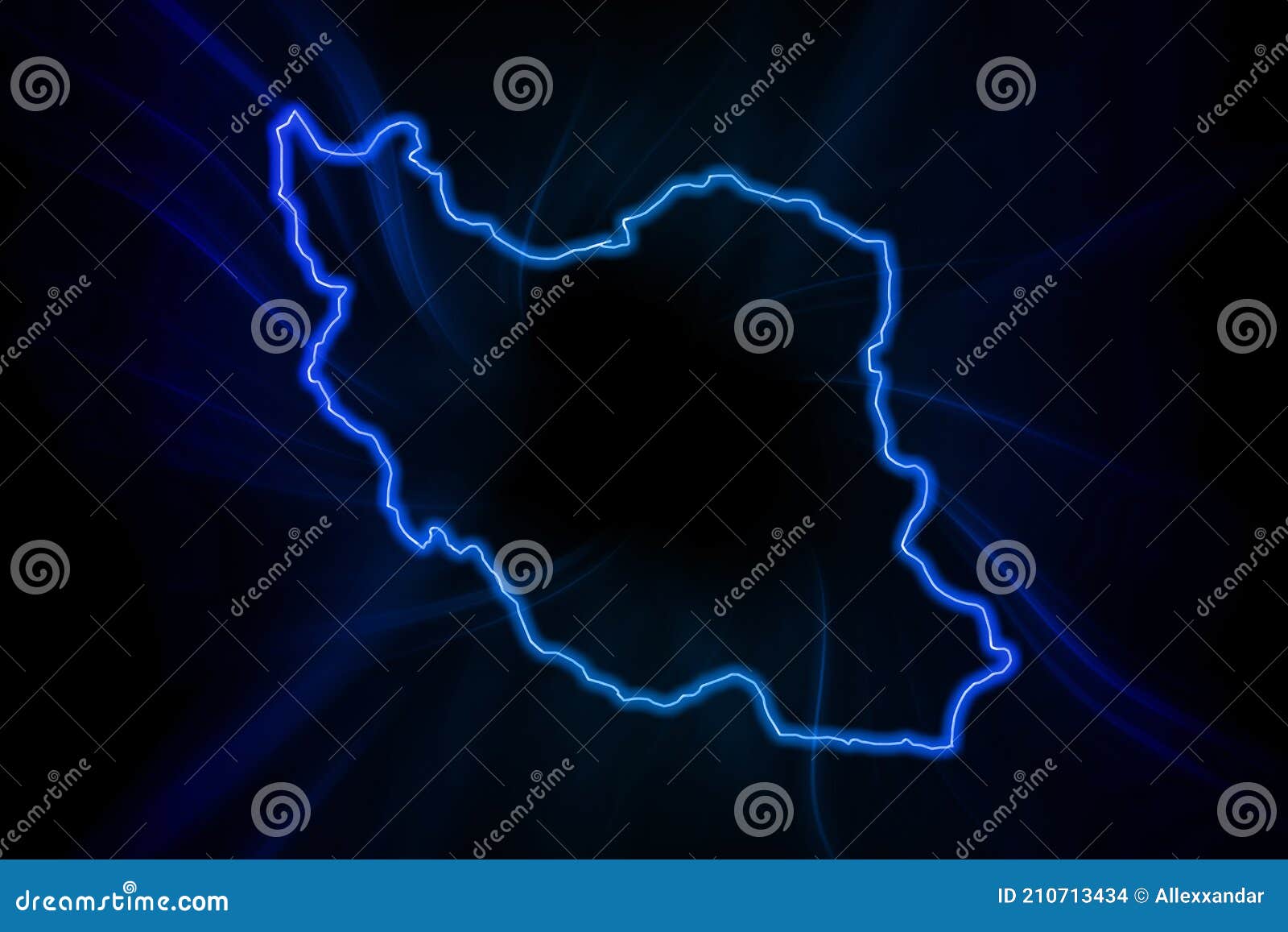 Glowing Map of Iran, Modern Blue Outline Map Stock Illustration ...
