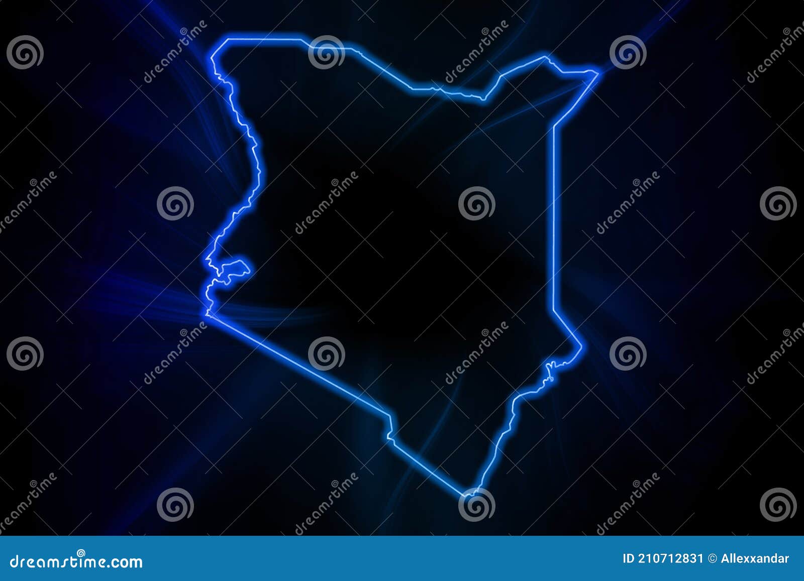 Glowing Map of Kenya, Modern Blue Outline Map Stock Illustration ...