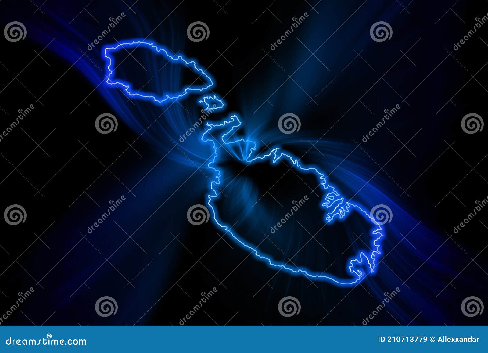 Glowing Map of Malta, Modern Blue Outline Map Stock Illustration ...