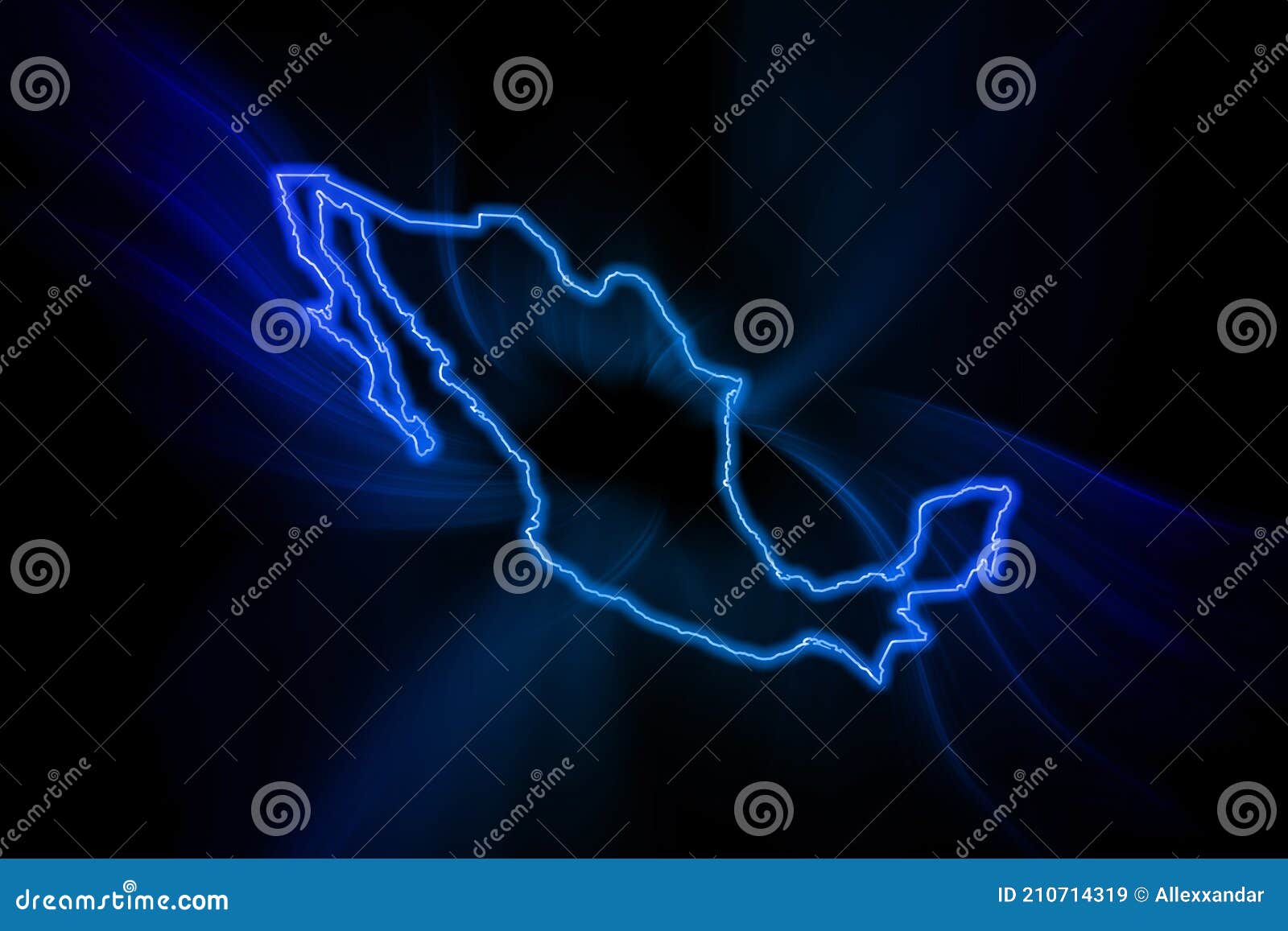 Glowing Map of Mexico, Modern Blue Outline Map Stock Illustration ...