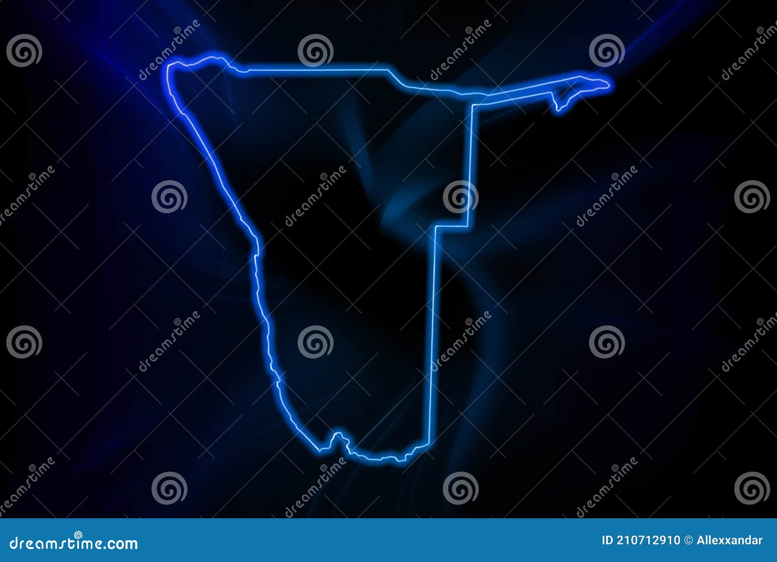 Glowing Map of Namibia, Modern Blue Outline Map Stock Illustration ...