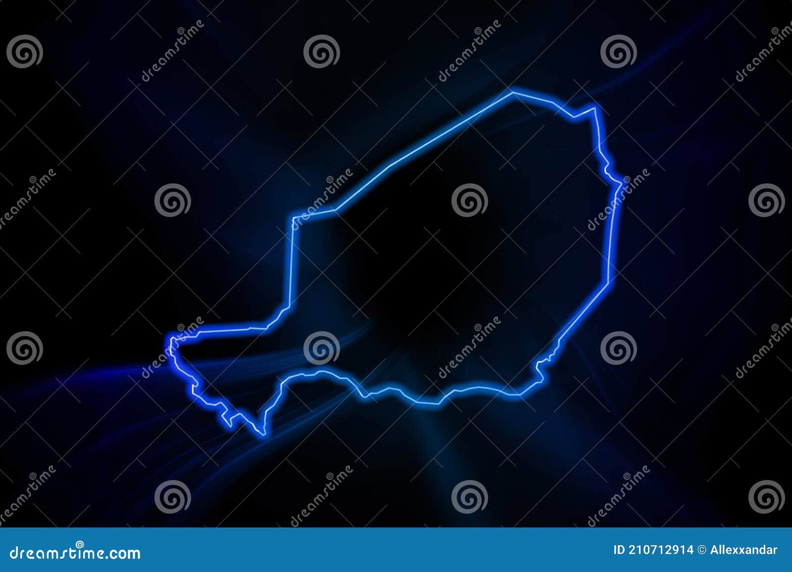 Glowing Map of Niger, Modern Blue Outline Map Stock Illustration ...