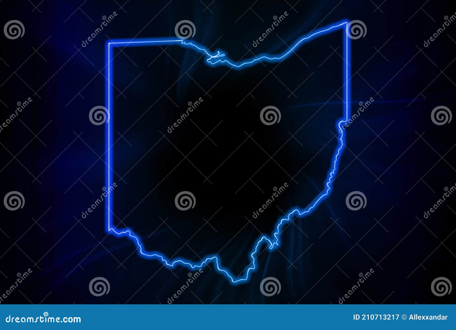 Glowing Map of Ohio, Modern Blue Outline Map Stock Illustration ...