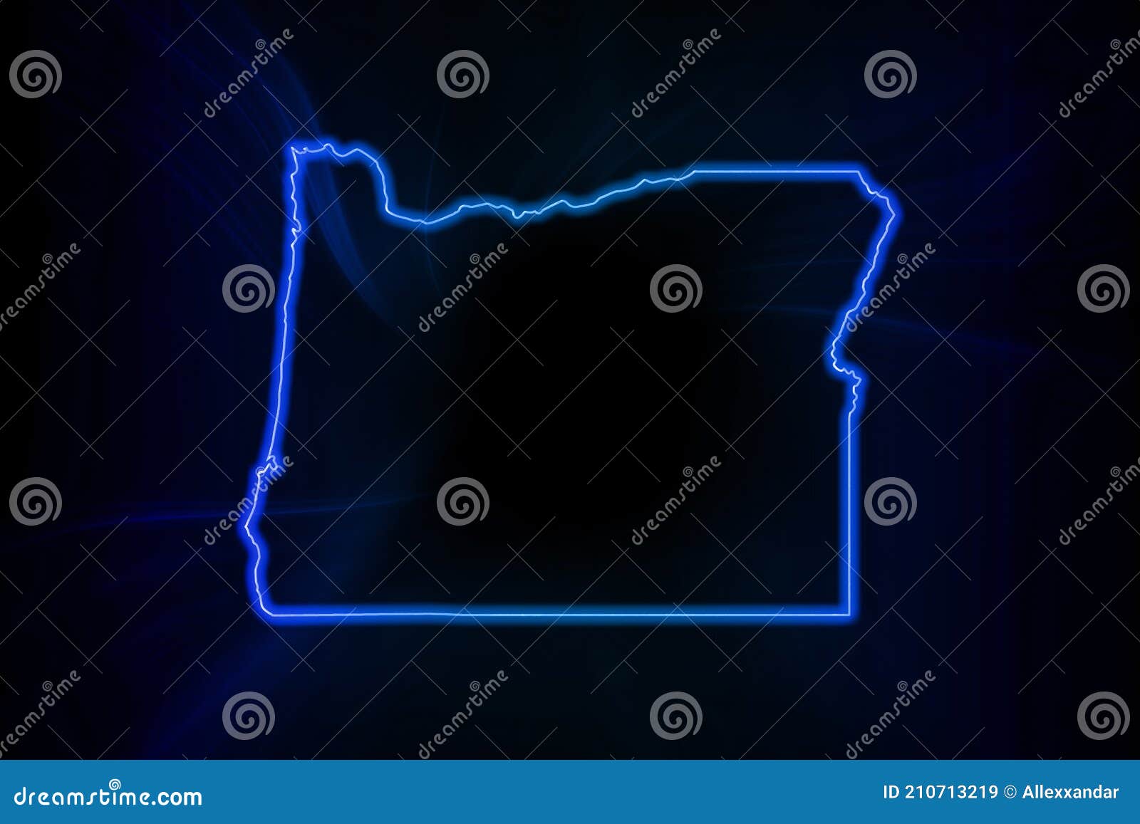 Glowing Map of Oregon, Modern Blue Outline Map Stock Illustration ...