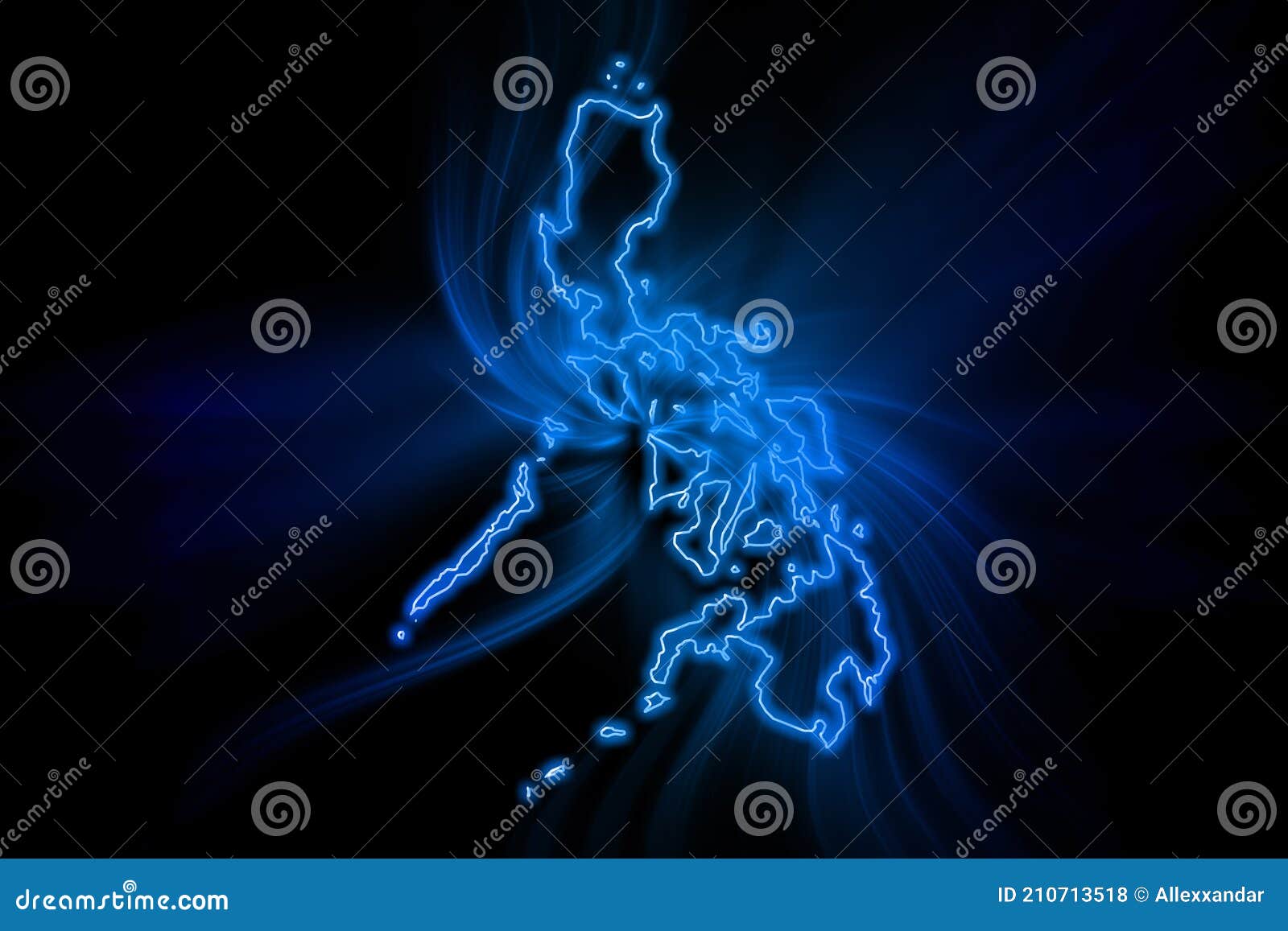 Glowing Map of Philippines, Modern Blue Outline Map Stock Illustration ...