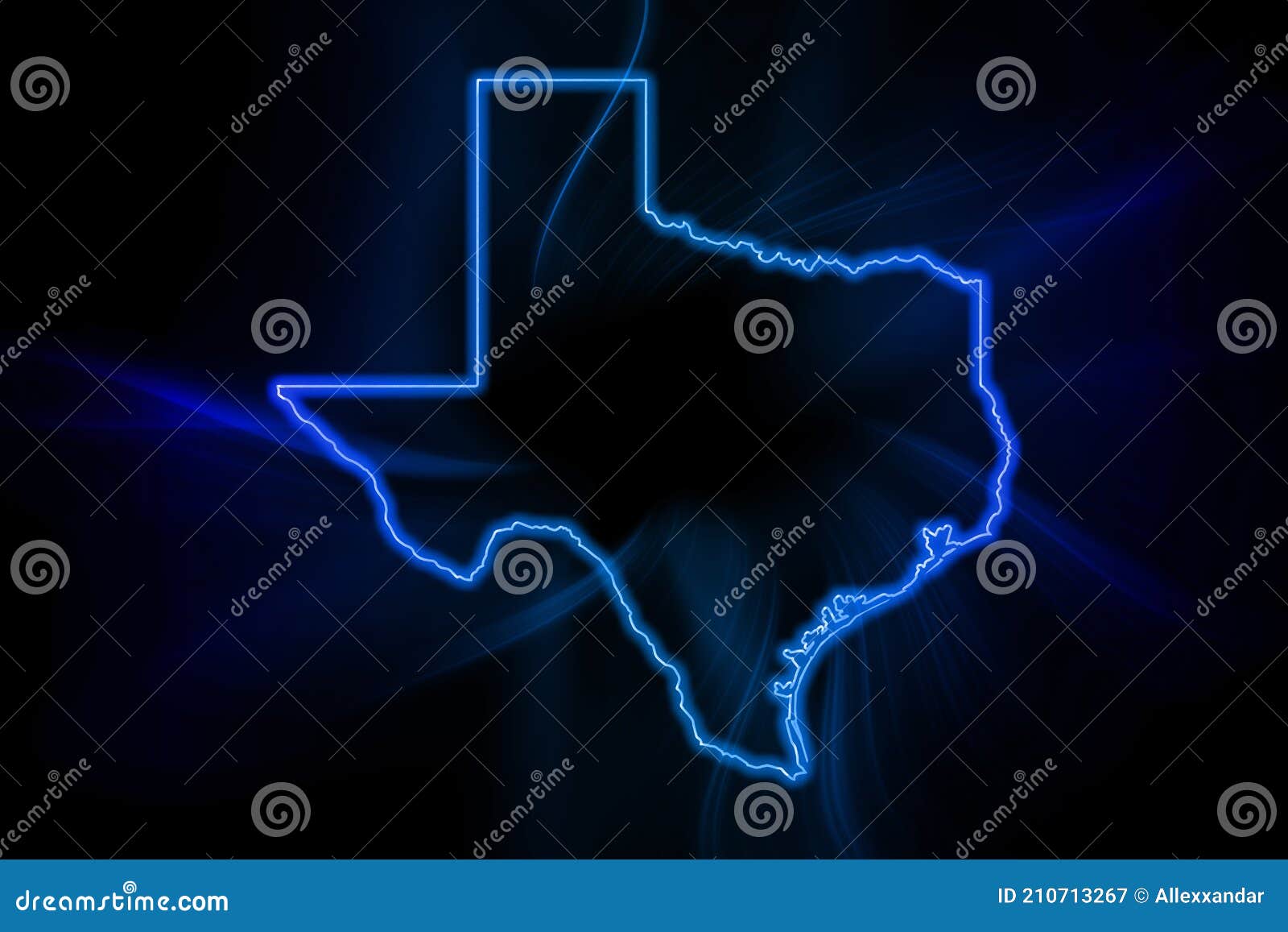 Glowing Map of Texas, Modern Blue Outline Map Stock Illustration ...
