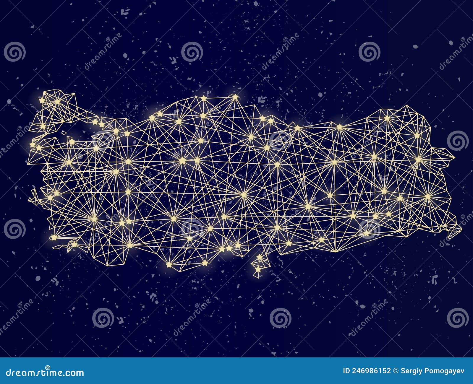 Glowing Map of Turkey on the Night Sky Stock Vector - Illustration of ...
