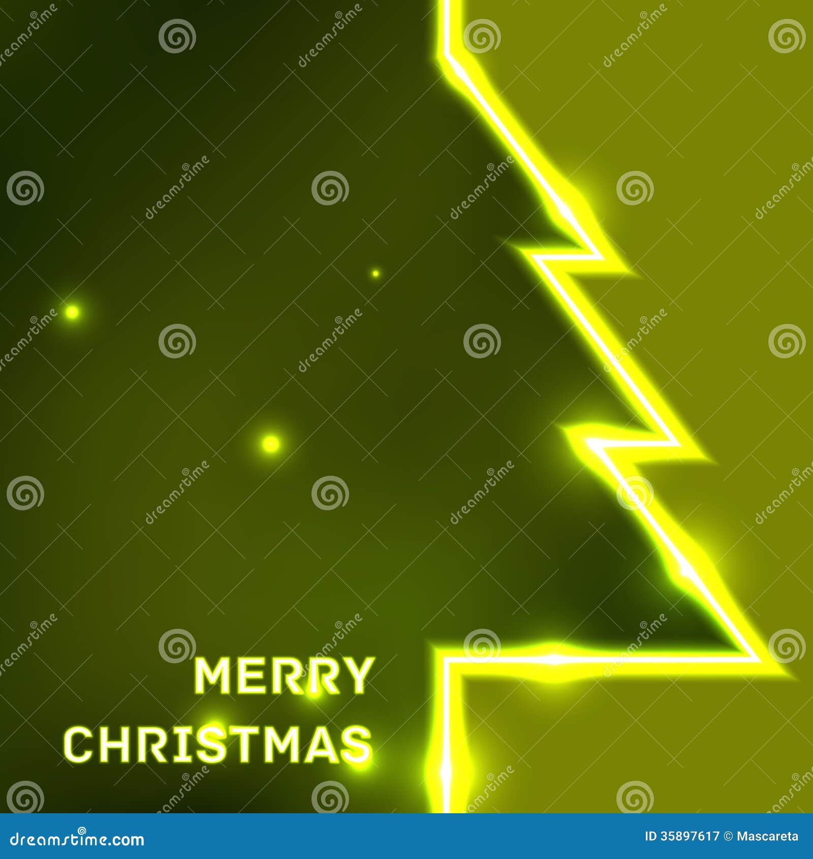 Glowing Merry Christmas Typographic Card Stock Vector Illustration Of