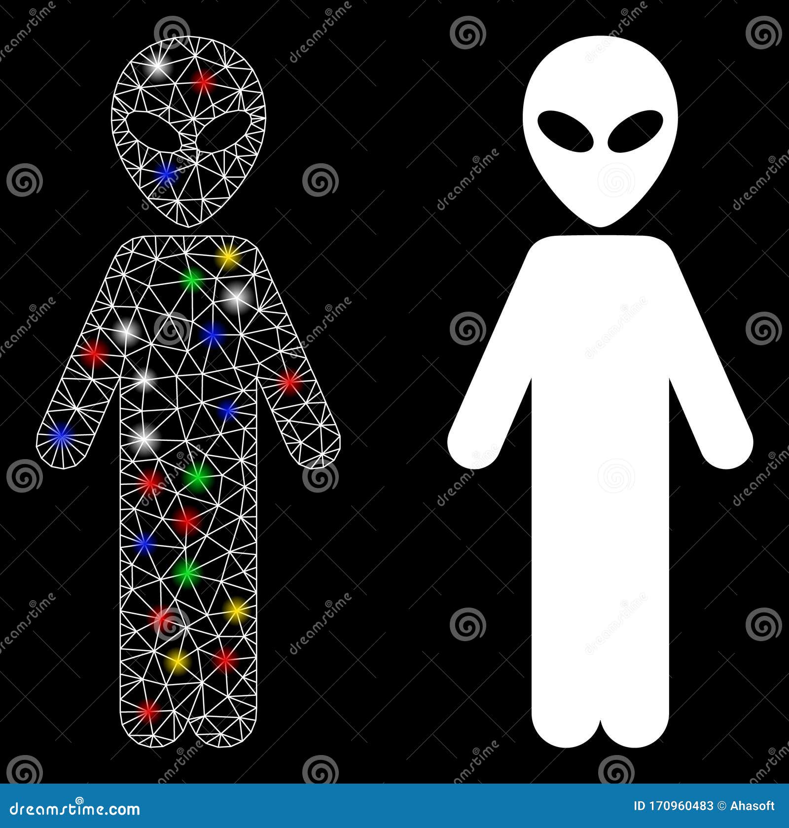 Flare Mesh 2D Alien Person Icon with Flare Spots Stock Vector ...