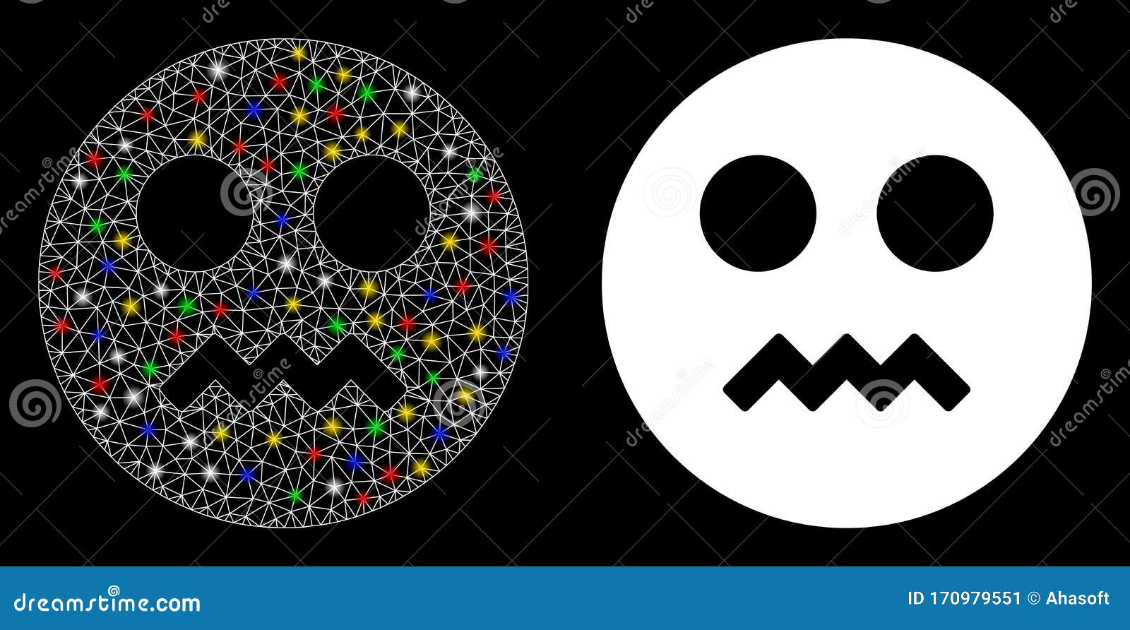 Flare Mesh Network Angry Smiley Icon with Flare Spots Stock Vector ...