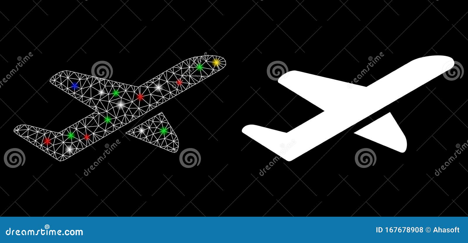 Glossy Mesh Wire Frame Aviation Icon with Light Spots Stock Vector ...