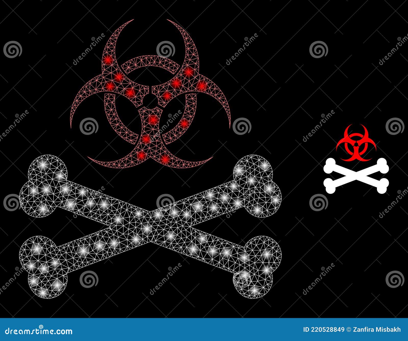 Glowing Mesh Biohazard Bones with Lightspots Stock Vector ...