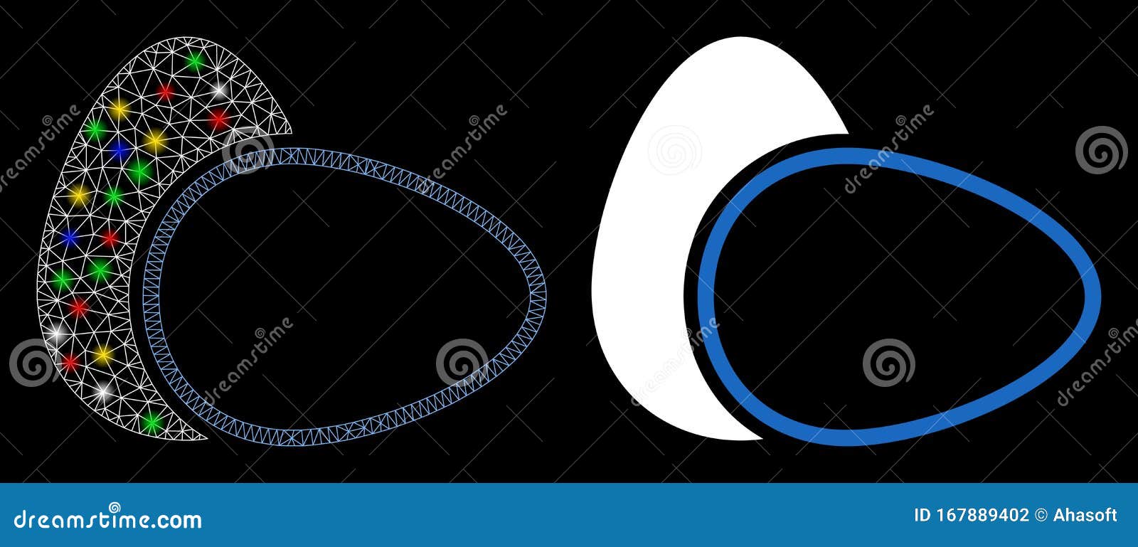 Glowing Mesh Wire Frame Boiled Eggs Icon with Flash Spots Stock ...