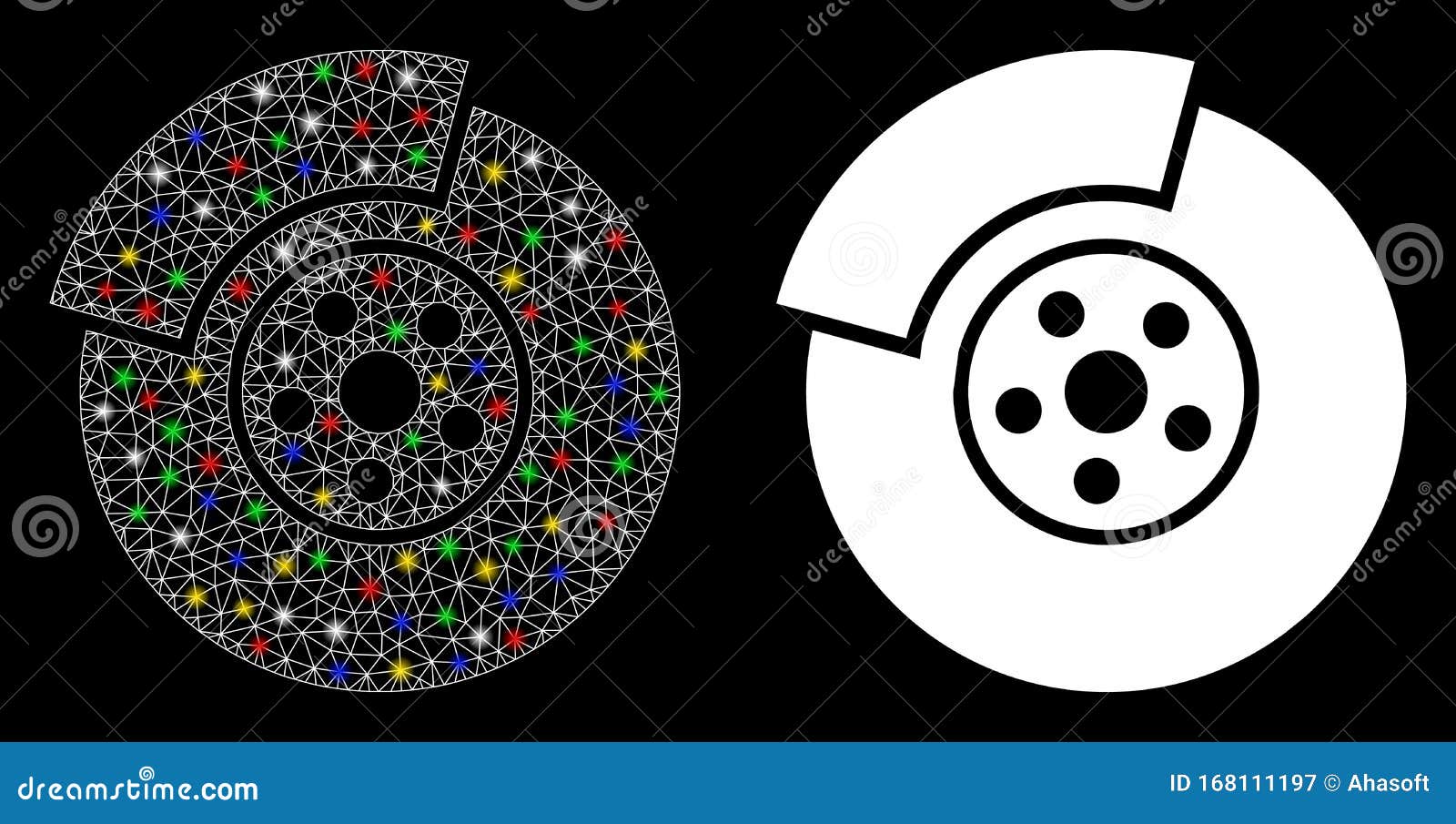 Bright Mesh 2D Car Brakes Icon with Flash Spots Stock Vector ...