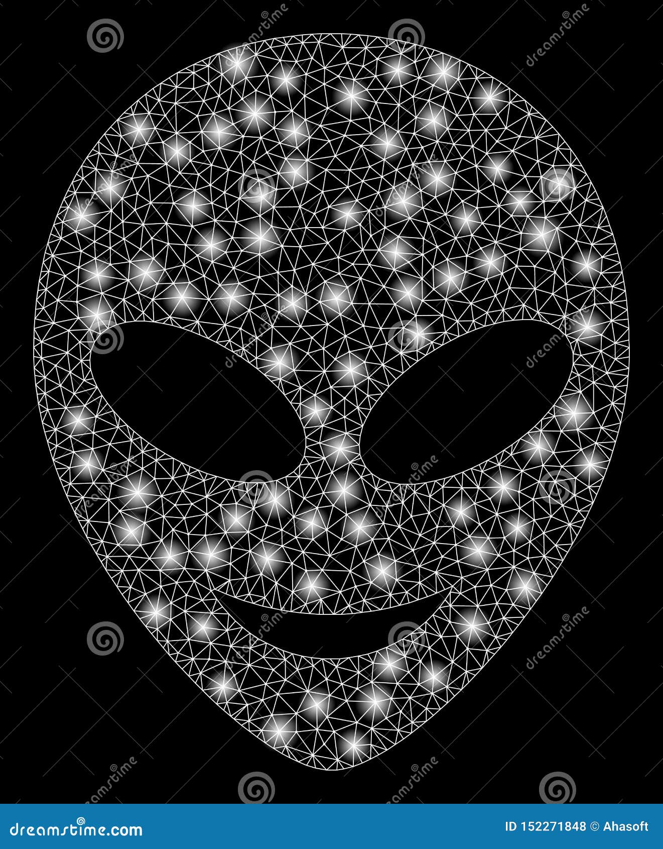 Glowing Mesh Carcass Happy Alien Head with Light Spots Stock Vector ... Glowing Mesh Carcass Happy Alien Head with Light Spots Stock Vector ...