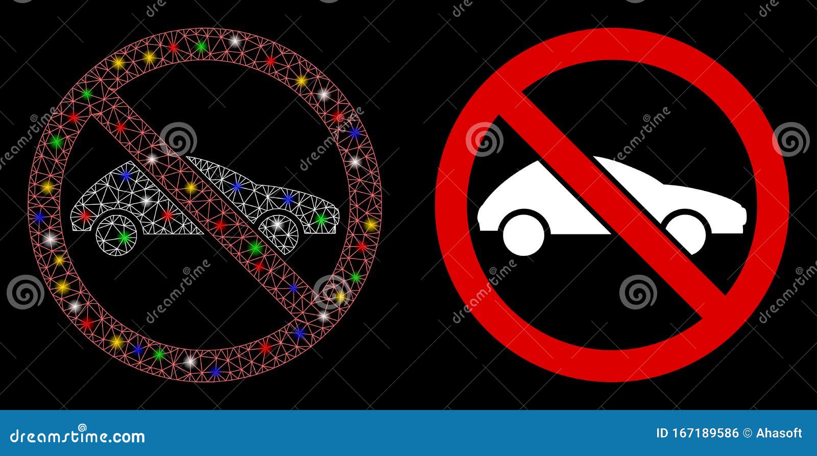 Glowing Mesh Carcass No Car Icon with Flash Spots Stock Vector ...