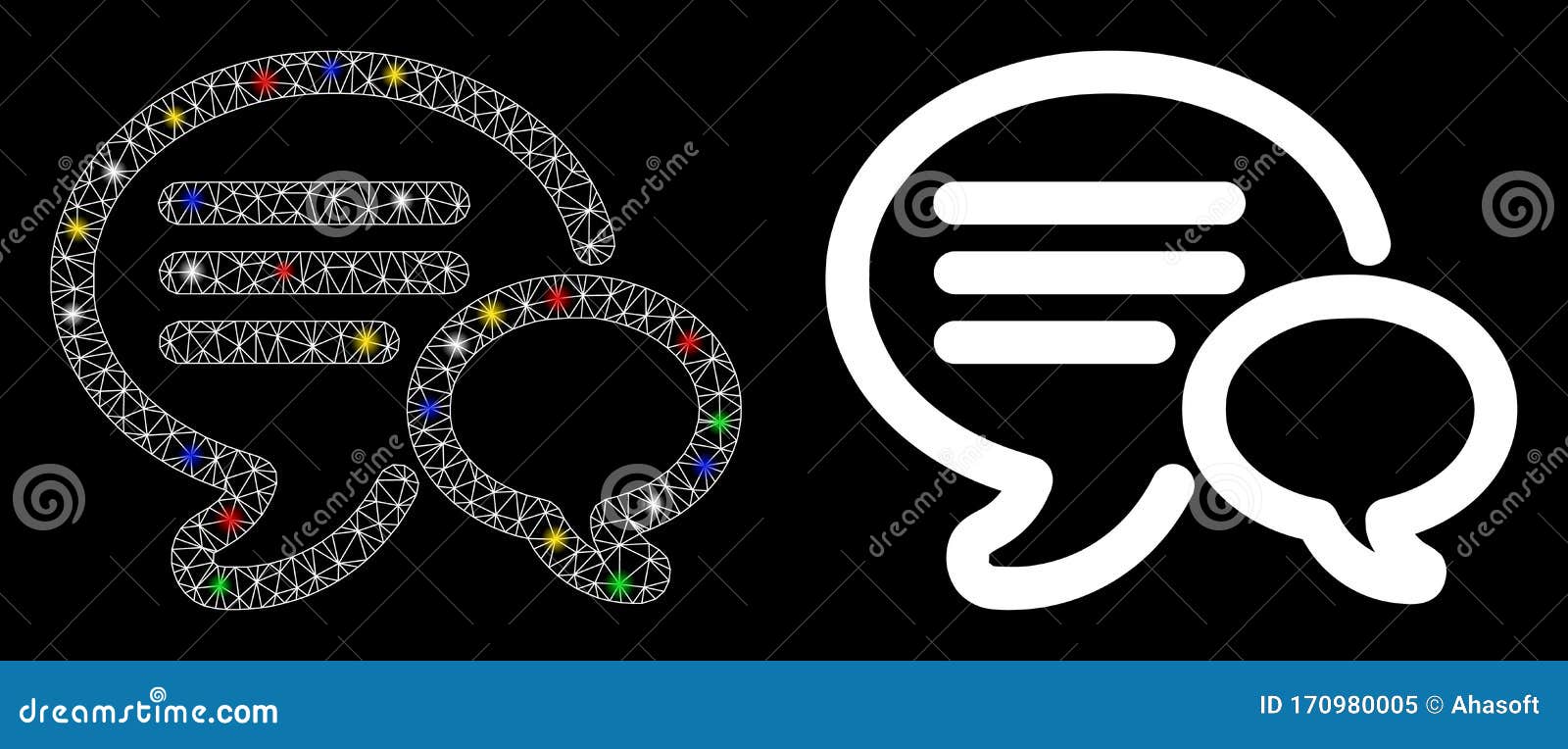Bright Mesh Network Chat Icon with Light Spots Stock Vector ...