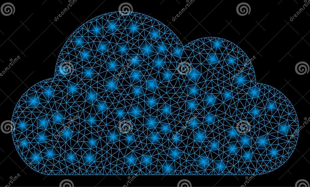 Glowing Mesh Network Cloud with Flash Spots Stock Vector - Illustration ...