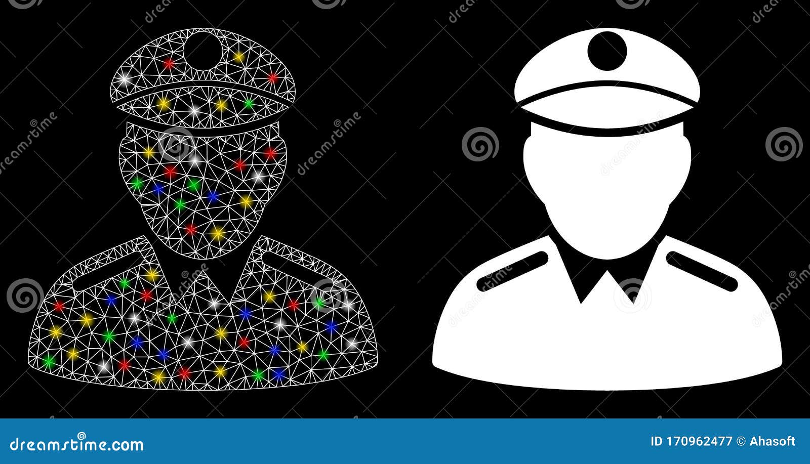 Flare Mesh 2D Colonel Icon with Flare Spots Stock Vector - Illustration ...