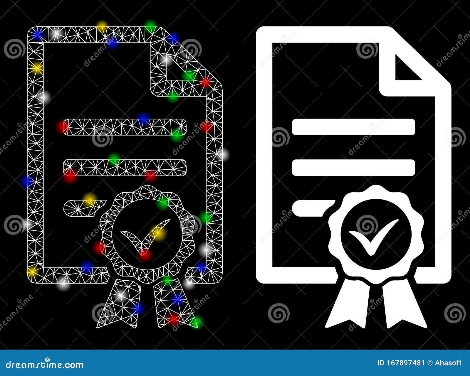 Flare Mesh Wire Frame Contract Document Icon with Flare Spots Stock ...