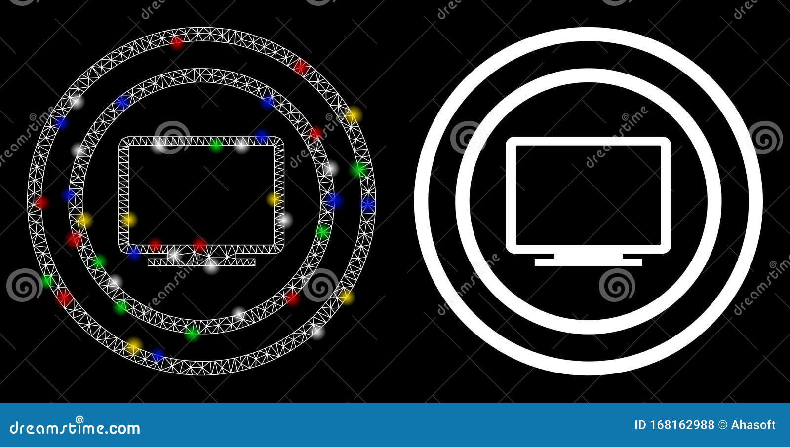 Glowing Mesh 2D Computer Environment Icon with Flare Spots Stock Vector ...