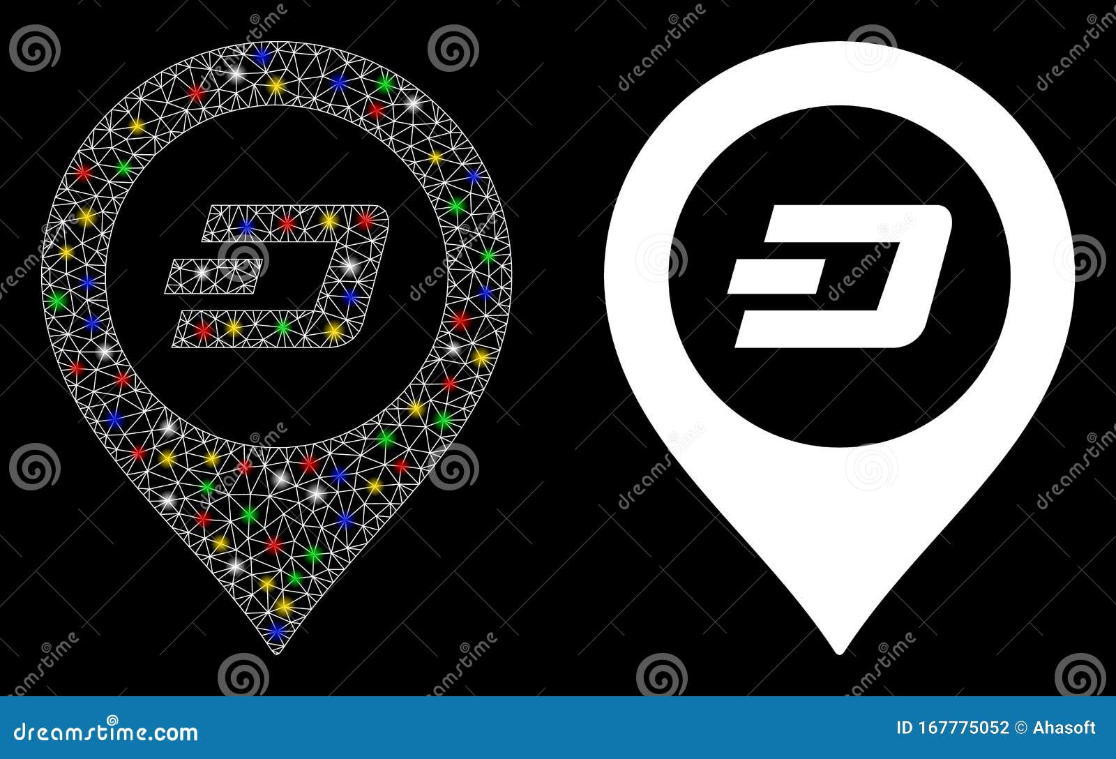 Glowing Mesh 2D Dash Map Pointer Icon with Flash Spots Stock ...