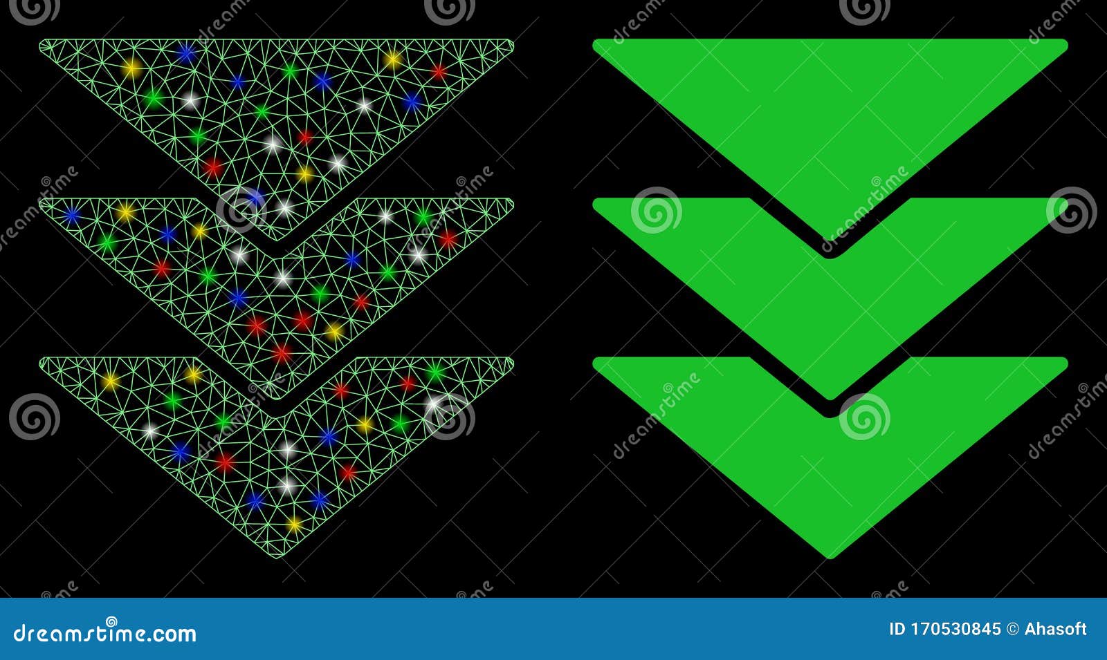 Glowing Mesh 2D Downloads Icon with Light Spots Stock Vector ...