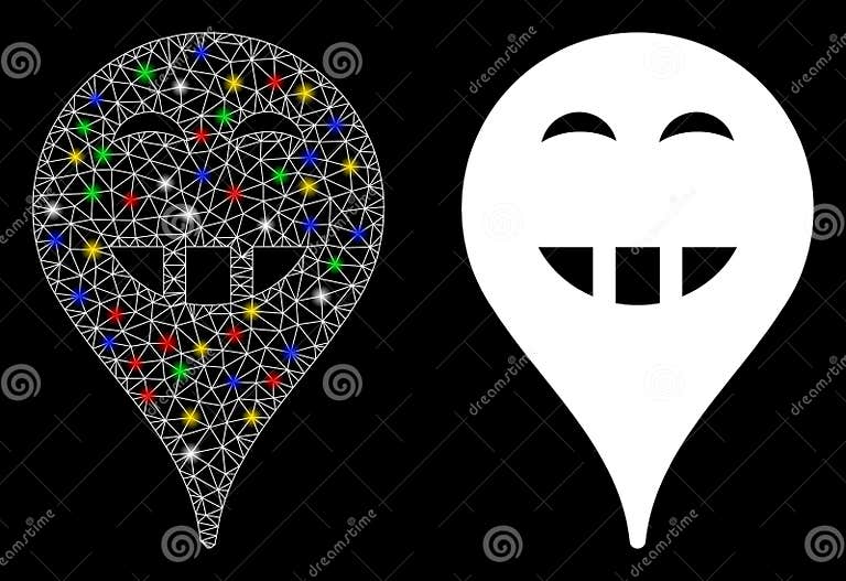 Glowing Mesh 2D Laugth Smiley Map Marker Icon with Flare Spots Stock ... Glowing Mesh 2D Laugth Smiley Map Marker Icon with Flare Spots Stock ...