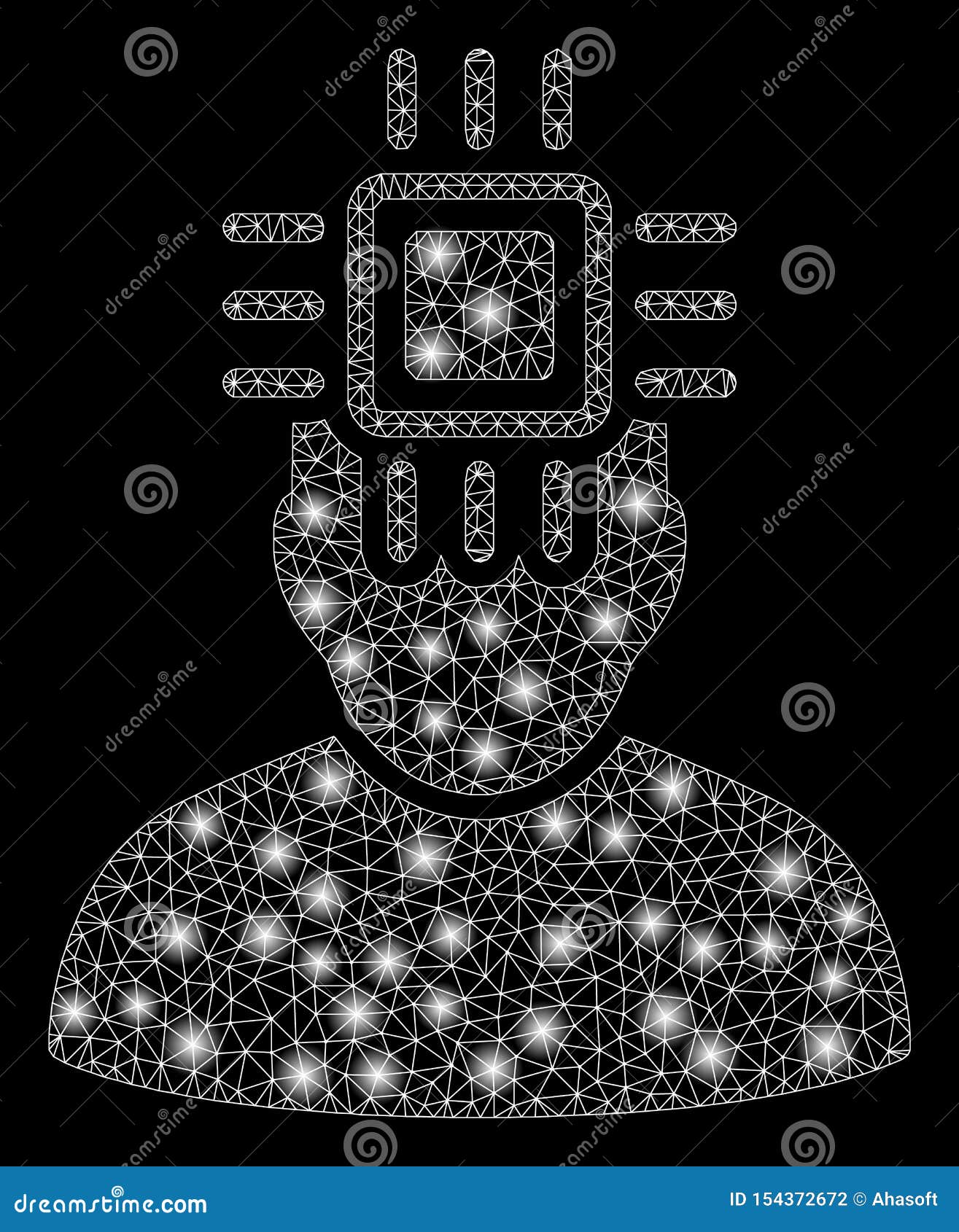 Neuro Interface Concept 3d Illustration. Human Brain Neurotechnology ...