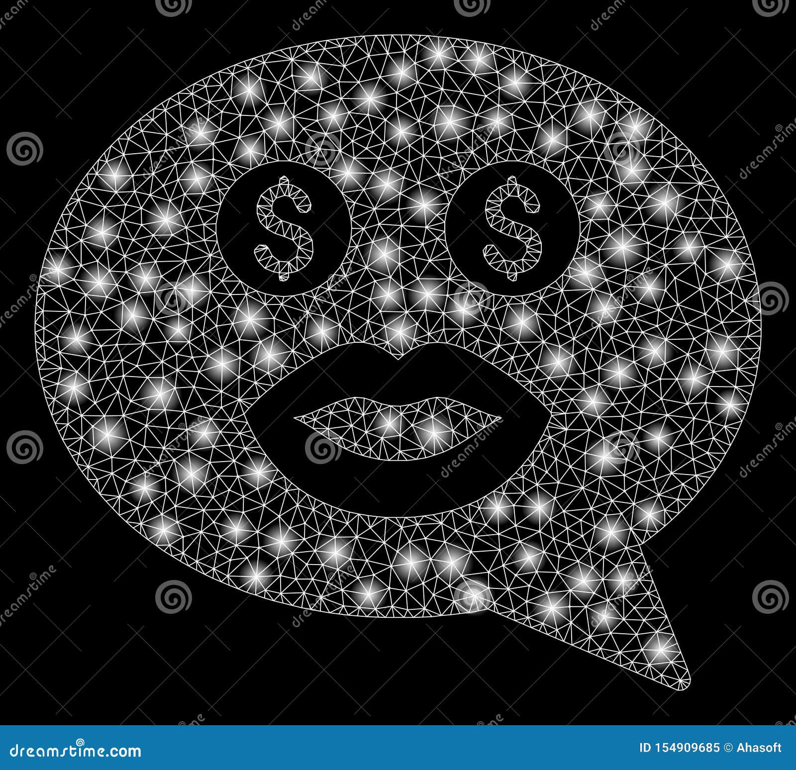 Glowing Mesh 2D Prostitute Smiley Message with Flare Spots Stock Vector ...
