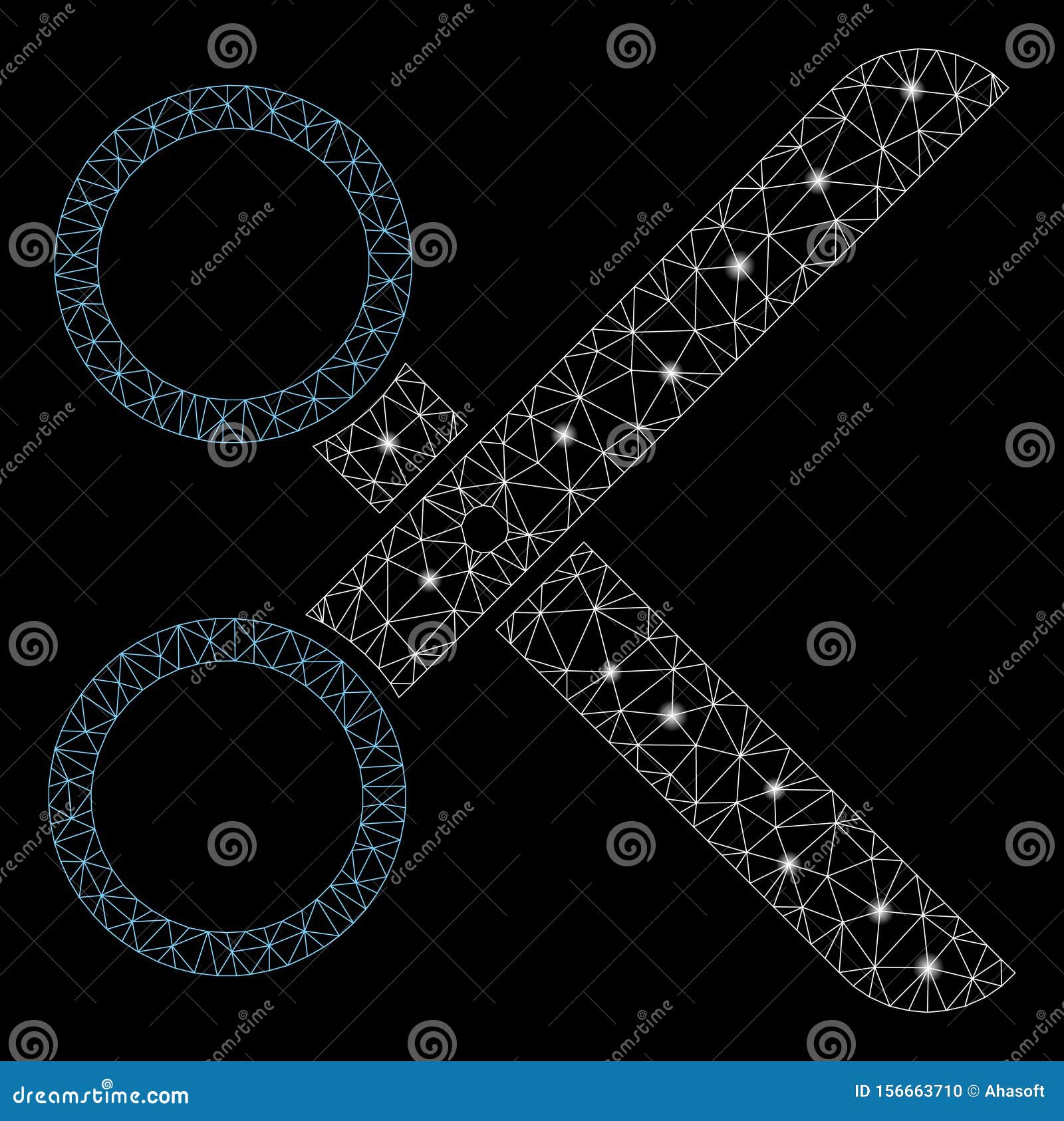 Glowing Mesh 2D Scissors with Flare Spots Stock Vector - Illustration ...