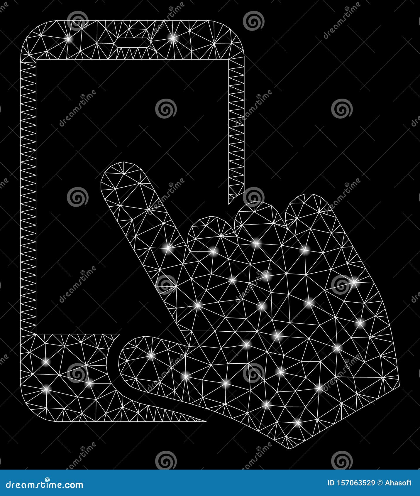 Glowing Mesh 2D Smartphone Point with Light Spots Stock Vector ...
