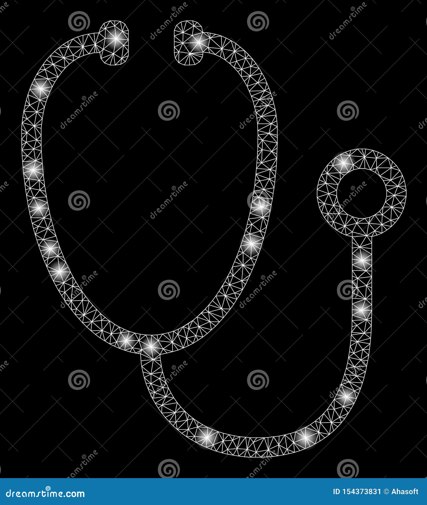 Glowing Mesh 2D Stethoscope with Flare Spots Stock Vector ...